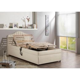 Polsterbett Maintal, beige (creme), B:130cm, Betten, Polsterbett