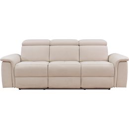 3-Sitzer Home Affaire "Pareli 229cm, manuelle u. elektr. Relaxfunktion in 2 Sitzen", beige (creme), B:229cm H:98cm T:142cm, Webstoff (95% Polyester 5%Nylon), Sofas, 3-Sitzer, USB, KT-Verstellung, LED Beleuchtung, in Echtleder, Kunstleder, Web