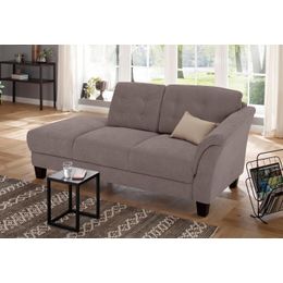 Recamiere Home Affaire "Trondheim", grau (taupe), B:197cm H:89cm T:90cm, Luxus-Microfaser (90% Polyester, 10% Polyamid);Struktur fein (100% Polyester);Flachgewebe (100% Polyester), Sofas, Recamiere, freistehend, mit Federkern, Knopfheftung im R&uuml;cken, F&uuml;&szlig;e Buche