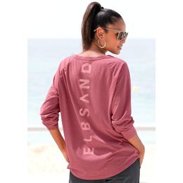 Longsleeve ELBSAND "Tira", Damen, Gr. XXL (44), lila (mauve meliert), Jersey, Obermaterial: 50% Baumwolle, 50% Polyester, meliert, figurumspielend h&uuml;ftlang, Rundhals, Shirts Longsleeve, mit Logodruck hinten, Langarmshirt, sportlich-casual, Topseller