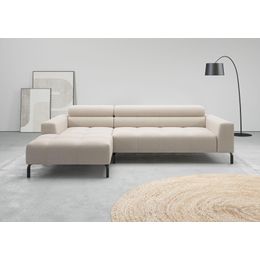 Ecksofa Home Affaire "Ecksofa Claya, L-Form, Kopfteilverstellung, Breite 258 cm", taupe, B:258cm H:71cm T:179cm, 100% Polyester, Sofas, Ecksofa, Moderne Steppung, weicher Polsteraufbau & saugroboterfreundliche H&ouml;he
