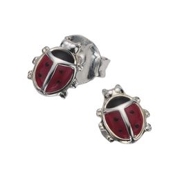 Paar Ohrstecker Firetti "Schmuck Geschenk Silber 925 Ohrschmuck Marienk&auml;fer", bunt (silberfarben, rot, schwarz), Ohrringe, M&auml;dchen, Silber 925 (Sterlingsilber), Paar Ohrstecker