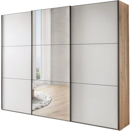 Schwebet&uuml;renschrank Wiemann "Phoenix, Made in Germany, modernes Design, Highlight, Blickfang", bianco, eiche, nachbildung, B:295cm H:217cm T:67cm, Schr&auml;nke, Schwebet&uuml;renschrank, maximaler Staurraum, inkl.Einlegeb&ouml;den, W&auml;scheb&ouml;den u. D&auml;mpfer