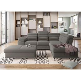 Sit & More Ecksofa SIT & MORE "Cabrio L-Form, B: 274 cm, mit Sitztiefen-, Arm- & Kopfteilverstellung", braun (schlamm), B:274cm H:87cm T:230cm, 100% Polyester, Sofas, Ecksofa, 3 Nierenkissen, Federkern, optional Bettfunktion und Stauraum