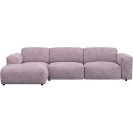 Ecksofa FLEXLUX "Lucera bequem und komfortabel durch hochwertigen Sitzaufbau, L.Form", lila (soft lavender), B:284cm H:73cm T:171cm, 85% Polyester/15%Polyamide, Sofas, Ecksofa, modern & anschmiegsam, Kaltschaum, Stahl-Wellenunterfederung