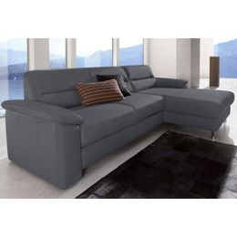 Sit & More Ecksofa SIT & MORE "Ascara L-Form", grau (dunkelgrau), B:251cm H:85cm T:165cm, NaturLeder;Luxus-Microfaser (100% Polyester);Softlux-Kunstleder;Primabelle-Microfaser (100% Polyester), Sofas, Ecksofa, inklusive Boxspring/Federkern-Polsterung, wahlweise mit Bettfunktion