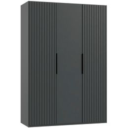 Dreht&uuml;renschrank wimex "Andorra by fresh to go", schwarz (graphit, akustikpaneel optik graphit), B:150cm H:216cm T:58cm, Holzwerkstoff, Schr&auml;nke, Dreht&uuml;renschrank, Mit 3D-Leisten f&uuml;r Akustikpaneel-Optik