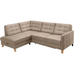Ecksofa exxpo - SOFA FASHION "Elio, kompakt & bequem, zeitloses Design, Breite 228cm, L-Form", braun (schlamm), B:228cm H:84cm T:174cm, Sofas, Ecksofa, wahlweise mit Bettfunktion und Bettkasten