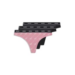 String HUGO UNDERWEAR "TRIPLET THONG DESIGN", Damen, Gr. XL, 3 Stk., rosa (open pink 698), Jersey, Obermaterial: 95% Baumwolle, 5% Elasthan, Unterhosen String, wiederholendes Logo am Bund