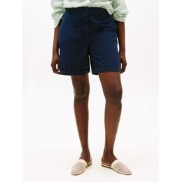 Shorts Tommy Hilfiger Curve "CRV CO BLEND GMD CHINO SHORT", Damen, Gr. 46, N-Gr, blau (schwarz night navy), Web, Obermaterial: 65% Baumwolle, 33% Lyocell, 2% Elasthan, unifarben, relaxed fit knielang, Hosen Shorts, in Gro&szlig;en Gr&ouml;&szlig;en, Chino Qualit&auml;t, Logostickerei