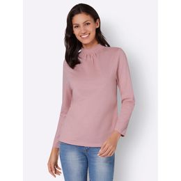 Stehkragenshirt Classic Basics "Stehkragen-Shirt", Damen, Gr. 38, lila (hortensie), 100% Baumwolle, unifarben, Shirts Stehkragenshirt