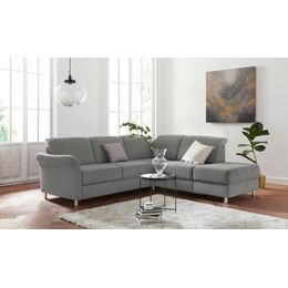 Sit & More Ecksofa SIT & MORE "Darwin L-Form", grau, B:249cm H:83cm T:221cm, Sofas, Ecksofa, inklusive Federkern, wahlweise mit Kopfteilverstellung, Bettfunktion