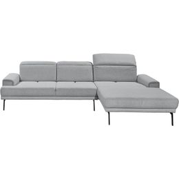 Ecksofa Musterring "MR 4580", grau (light grau), B:288cm H:79cm T:220cm, 100% Polyester, Sofas, Ecksofa, mit Kopf- und Sitztiefenverstellung, Metallfu&szlig; chrom, 288 x 193/220cm