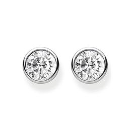 Paar Ohrstecker Thomas Sabo "Wei&szlig;er Stein", bunt (silberfarben, wei&szlig;, kristallwei&szlig;), Ohrringe, Damen, 6mm, Silber 925 (recycelt), Paar Ohrstecker, mit Zirkonia (synth.)