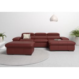 Ecksofa Home Affaire "Alberto L-Form", rot (merlot), B:286cm H:73cm T:174cm, Luxus-Microfaser Lederoptik (100% Polyester);Luxus-Microfaser ALTARA NUBUCK (100% Polyester);Luxus-Microfaser weich (90% Polyester, 10% Polyamid);Microfaser Antiklederoptik, Sofas, Ecksofa, mit Kopfteilverstellung, wahlweise mit Bettfunktion