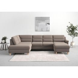 Sit & More Wohnlandschaft SIT & MORE "Far&ouml; U-Form", grau (taupe), B:325cm H:90cm T:187cm, Sofas, Wohnlandschaft, inklusive Federkern, wahlweise mit Bettfunktion und Bettkasten