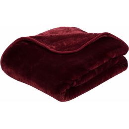 G&ouml;zze Wohndecke G&Ouml;ZZE "Premium Cashmere Feeling", rot (bordeaux), B:220cm L:240cm, Polyester, Wohndecken, Wohndecke, mit premium Cashmere Feeling, Kuscheldecke