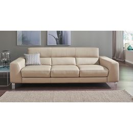 3-Sitzer Calia italia "Simon, toller Sitzkomfort, italienisches Designsofa", beige (biscotto), B:232cm H:81cm T:94cm, Leder SORRENTO - 100% Leder;Leder BULL - 100% Leder, Sofas, 3-Sitzer, in zwei Lederqualit&auml;ten