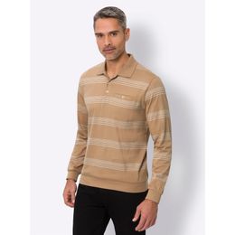 Sweatshirt CLASSIC, Herren, Gr. 56/58, braun (camel, hellgrau, geringelt), 100% Baumwolle, gemustert, gestreift, Sweatshirts Sweatshirt