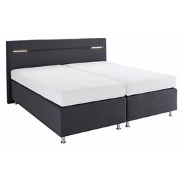 Boxspringbett, grau (strukturstoff anthrazit), mit LED-Beleuchtung, Liegefl&auml;che B/L: 200cm x 200cm, H2, 7-Zonen-Kaltschaummatratze, Bezug Unterbox und Kopfteil: Strukturstoff (77% Polyester und 23% Viskose);Bezug Obermatratze 100% Polyester, waschbar bis 60C, Westfalia Schlafkomfort, Komplettbetten, Boxspringbett, wahlweise mit LED-Beleuchtung