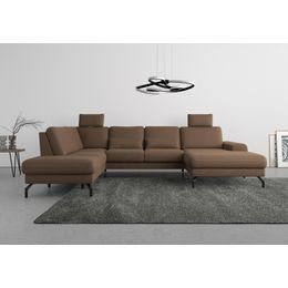 Sit & More Wohnlandschaft SIT & MORE "Cinturo U-Form", braun, B:345cm H:91cm T:226cm, Sofas, Wohnlandschaft, inklusive Sitztiefenverstellung und Federkern, Sitzh&ouml;he 48 cm