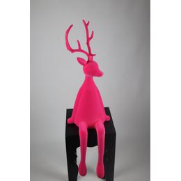Weihnachtsfigur AM Design "Rentier sitzend mit samtweichem Flock", pink, B:28cm H:93cm T:28cm, Kunststoff, Dekofiguren, Weihnachtsfigur, aus Kunststoff, H&ouml;he 93 cm, in verschiedenen Farben
