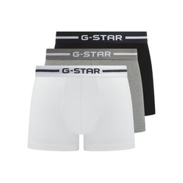 G-Star Raw Boxershorts G-STAR "ACRE, 3 PACK TRUNKS", Herren, Gr. L, 3 Stk., schwarz, grau marl, hellwei&szlig;, Jersey, Obermaterial: 95% Baumwolle, 5% Elasthan, unifarben, eng, Unterhosen Boxershorts, mit Logo-Bund