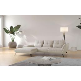 Ecksofa OTTO HOME "Mikado L-Form", beige (creme), B:276cm H:88cm T:183cm, 100% Polyester, Sofas, Ecksofa, inkl. Sitztiefenverstellung und Armteilverstellung