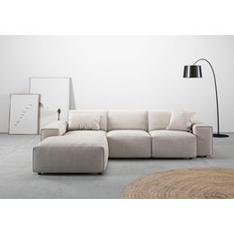 Ecksofa Home Affaire "Glimminge L-Form auch in Breitcord, Feincord + Easy care-Bezug", beige (nature), B:264cm H:71cm T:191cm, 100% Polyester, Sofas, Ecksofa, Breite 264, Zierkissen