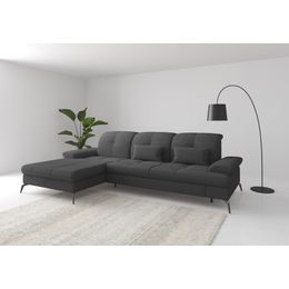 Sit & More Ecksofa SIT & MORE "Amica, L-Form, inkl. Sitztiefenverstellung & Armteilverstellung", dunkelgrau, B:279cm H:90cm T:185cm, 95% Polyester, 5% Polyamid, Sofas, Ecksofa, wahlweise mit Bettfunktion, Bettkasten und Kopfteilverstellung