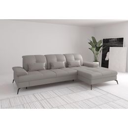 Sit & More Ecksofa SIT & MORE "Amica, L-Form, inkl. Sitztiefenverstellung & Armteilverstellung", grau (light grau), B:279cm H:90cm T:185cm, Sofas, Ecksofa, wahlweise mit Bettfunktion, Bettkasten und Kopfteilverstellung