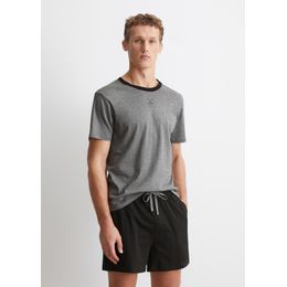 Marc O'Polo Shorty MARC O'POLO "Mix N Match Cotton", Herren, Gr. XL, grau melange, schwarz, Jersey, Obermaterial: 100% Baumwolle, bequem kurz, Rundhals, Homewear-Sets Shorty, Baumwolle, Jersey-Qualit&auml;t, bequem, Kurzarm