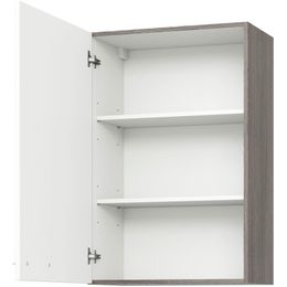 H&auml;ngeschrank KOCHSTATION "KS-Trea O60-90", wei&szlig; (wei&szlig;, eichefarben grau), B:60cm H:90cm T:35cm, Schr&auml;nke, H&auml;ngeschrank, inklusive zwei Einlegeb&ouml;den, Breite 60 cm, H&ouml;he 90 cm