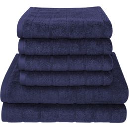 Handtuch Set Dyckhoff "City Lights", blau (ultramarin), 6 Stk., Walkfrottier, Walkfrottier, Obermaterial: 100% Baumwolle, Handtuch-Sets, Handtuch Set, 4 Handt&uuml;cher (50x100cm), 2 Duscht&uuml;cher (70x140cm)