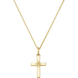 Kette mit Anh&auml;nger Firetti "Schmuck Geschenk Gold 375 Halsschmuck Halskette Goldkette Kreuz", gold (gelbgoldfarben), Halsketten, Damen, 0,01, Diamanten Gelbgold 375, L: 45 B: 0,9mm, Diamanten, Gelbgold 375, Kette mit Anh&auml;nger, B:0,9mm