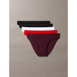 Bikinislip "BIKINI 5PK", Damen, Gr. L (40), 5 Stk., schwarz, schwarz, adrenaline rush, schwarz be, Webqualit&auml;t, Obermaterial: 90% Baumwolle, 10% Elasthan, Calvin Klein Underwear, unifarben, k&ouml;rpernah, Unterhosen Bikinislip, Mit elastischem Bund