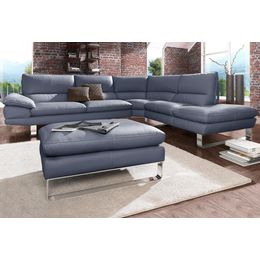 Ecksofa Calia italia "Dave, italienisches Designsofa mit erstklassigem Sitzkomfort, L-Form", blau (dunkelblau), B:297cm H:87cm T:97cm, NaturLeder Sorrento;Leder Bull, Sofas, Ecksofa, mit tollen Lederbez&uuml;gen