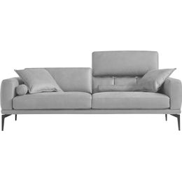 2,5-Sitzer Egoitaliano "Masu, Designsofa mit erstklassigem Sitzkomfort", grau (stone), B:218cm H:95cm T:97cm, Leder &raquo;BULL&laquo; (echtes Rindsleder). Geschliffenes, pigmentiertes und behandeltes Rindsleder mit einer Dicke von 1, 3-1, 5 mm. Dieses Leder zeigt eine ziemlich weiche Hand mit einem halb undurchsichtigen Aussehen. Es handelt sich um ein gesch&uuml;tztes Leder. Eine leichte Deckschicht sch&uuml;tzt sie 