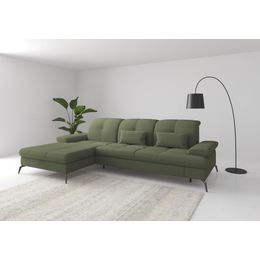 Sit & More Ecksofa SIT & MORE "Amica, L-Form, inkl. Sitztiefenverstellung & Armteilverstellung", gr&uuml;n (olive), B:279cm H:90cm T:185cm, 95% Polyester, 5% Polyamid, Sofas, Ecksofa, wahlweise mit Bettfunktion, Bettkasten und Kopfteilverstellung