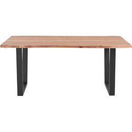 Esstisch MCA LIVING "Calabria", braun (akazie natur, anthrazit lackiert, akazie natur), B:180cm H:78cm T:100cm, 100% Akazie, Tische, Esstisch, Massivholz mit Baumkante