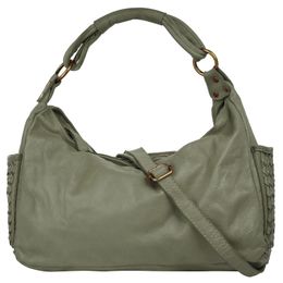 Henkeltasche Samantha Look, Damen, Gr. B/H/T: 35cm x 30cm x 12cm onesize, gr&uuml;n, Leder, Taschen Henkeltasche, echt Leder, Made in Italy