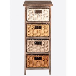 Kommode HEINE HOME, grau (grau, braun), B:30cm H:74cm T:25cm, Baumwolle, Sideboards, Kommode