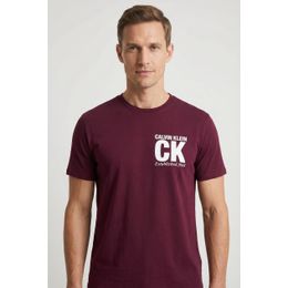 T-Shirt Calvin Klein, Herren, Gr. S, berry glaze, Web, Obermaterial: 100% Baumwolle, regular fit normal, Rundhals, eingesetzt abgesteppte Kante, Shirts T-Shirt, Regular fit, mit Rundhalsausschnitt