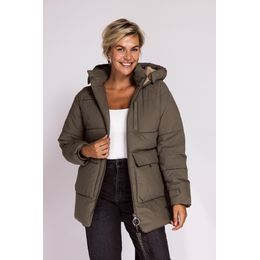 Steppjacke Zhrill "ZHNIEKA", Damen, Gr. XL, gr&uuml;n, Web, Obermaterial: 100% Polyester. Futter: 100% Polyester. Wattierung: 100% Polyester, unifarben, normal Po-bedeckend, Rundhals, Jacken Steppjacke, mit Kapuze und Logo-Druck auf dem R&uuml;cken