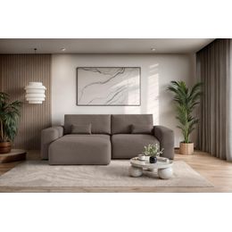 Ecksofa OTTO HOME "MATTS Schlafsofa mit Bettkasten, Ma&szlig;e B/T/H: 265/159/89 cm", braun, B:265cm H:89cm T:159cm, 100% Polyester, Sofas, Ecksofa, L-Form mit Recamiere rechts oder links, hoher Sitzkomfort