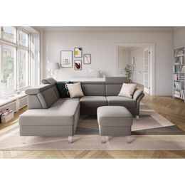 Sit & More Ecksofa SIT & MORE "Vincenzo L-Form", grau (steelgrau), B:245cm H:84cm T:193cm, Sofas, Ecksofa, inklusive Kopfteilverstellung, wahlweise mit Bettfunktion, Bettkasten