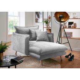 Loveseat Home Affaire "Lazio", silber, B:111cm H:101cm T:167cm, 100% Polyester, Sessel, Loveseat, moderner Sessel mit einer bequemen Polsterung, 2 Stk. Zierkissen