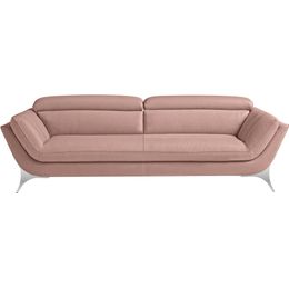 2,5-Sitzer Egoitaliano "Sueli, extravagantes Design und erstklassiger Sitzkomfort", rosa (rose), B:218cm H:100cm T:110cm, Leder &raquo;NUVOLE&laquo; (Echtes Rindsleder). Halbnat&uuml;rliches, halbnarbiges Rindsleder mit einer nat&uuml;rlichen K&ouml;rnung von 1, 2 bis 1, 4 mm. Dieses Leder hat eine weiche, wachsartige Hand mit mattem Aussehen und einem Wolkeneffekt. Es handelt sich um ein Naturleder, das die urspr&uuml;nglichen 