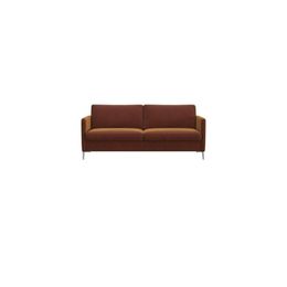 2,5-Sitzer FLEXLUX "Fiore, super Sitzkomfort durch Kaltschaum im Sitz", braun (cognac), B:181cm H:85cm T:92cm, 100% Polyester, Sofas, 2 5-Sitzer, schmale Armlehnen, F&uuml;&szlig;e Alu