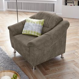 Sit & More Sessel SIT & MORE "Salsa", grau (taupe), B:107cm H:86cm T:90cm, Bedruckte Luxus-Microfaser (100% Polyester);Luxus-Microfaser (100% Polyester);Struktur (100% Polypropylen), Sessel, Sessel, mit Federkern